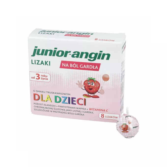 junior-angin LIZAKI - na ból gardła od 3 roku życia, smak truskawkowy ...