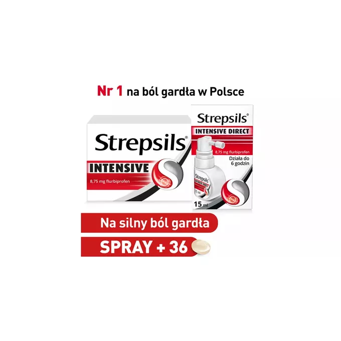 ZESTAW: Strepsils Intensive 8,75 mg, 36 tabletek do ssania + Strepsils ...