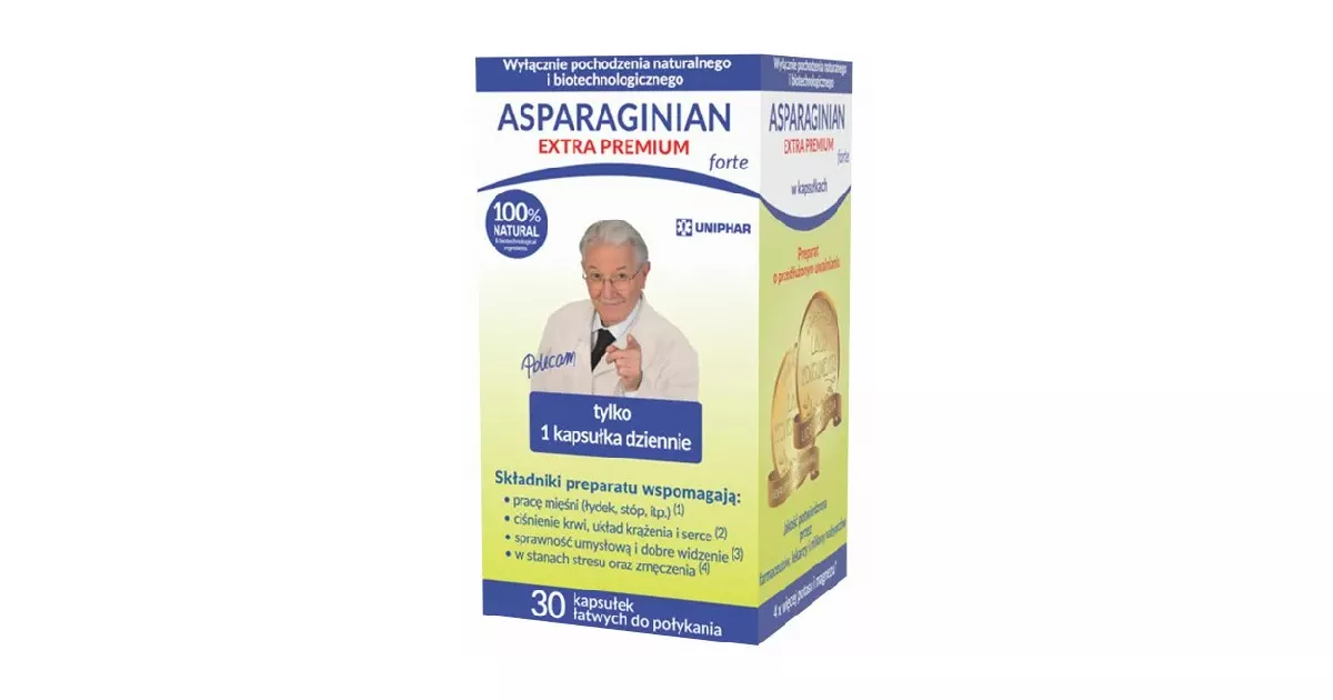 Asparaginian Extra Premium Forte, 30 kapsułek – opinie, skład i cena ️ ...