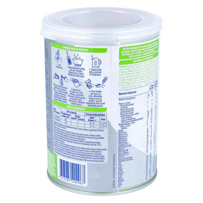 NESTLE NAN Organic 2 - mleko następne w proszku dla niemowląt powyżej 6 ...