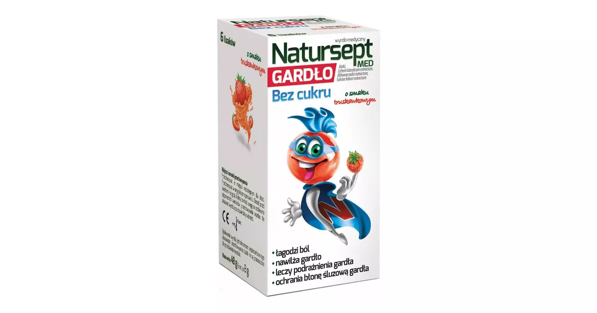 Natursept Med gardło - lizaki bez cukru o smaku truskawkowym, 6 sztuk ...