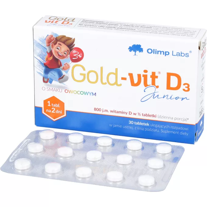 Olimp, Gold-Vit D3 Junior o smaku owocowym, 30 tabletek – opinie, skład ...