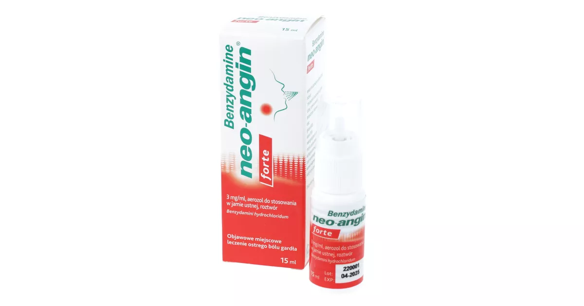 Benzydamine Neo-Angin Forte 3 mg/ml, aerozol, 15 ml – opinie, skład i ...