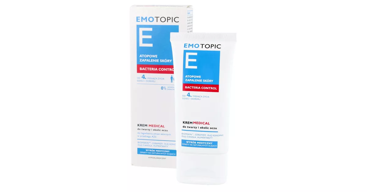 EMOTOPIC BACTERIA CONTROL - Krem MEDICAL do twarzy i okolic oczu, 50 ml ...