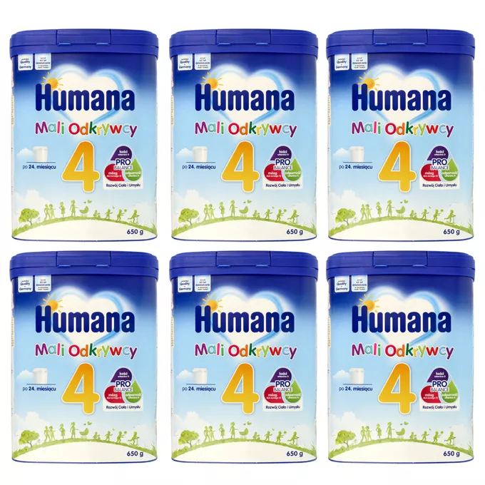 ZESTAW: 6 x Humana 4 Mali Odkrywcy - Mleko modyfikowane po 24. miesiącu ...