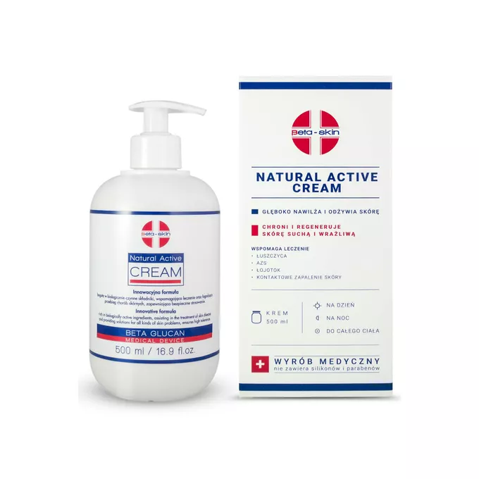 Beta-Skin - Natural Active, krem łagodzący dermatozy skórne, 500 ml ...