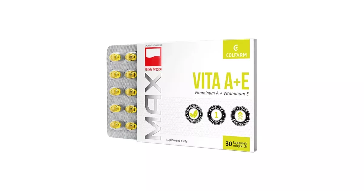 Colfarm Max Vita A + E, 30 kapsułek – opinie, skład i cena ️| Apteka Nowa Farmacja