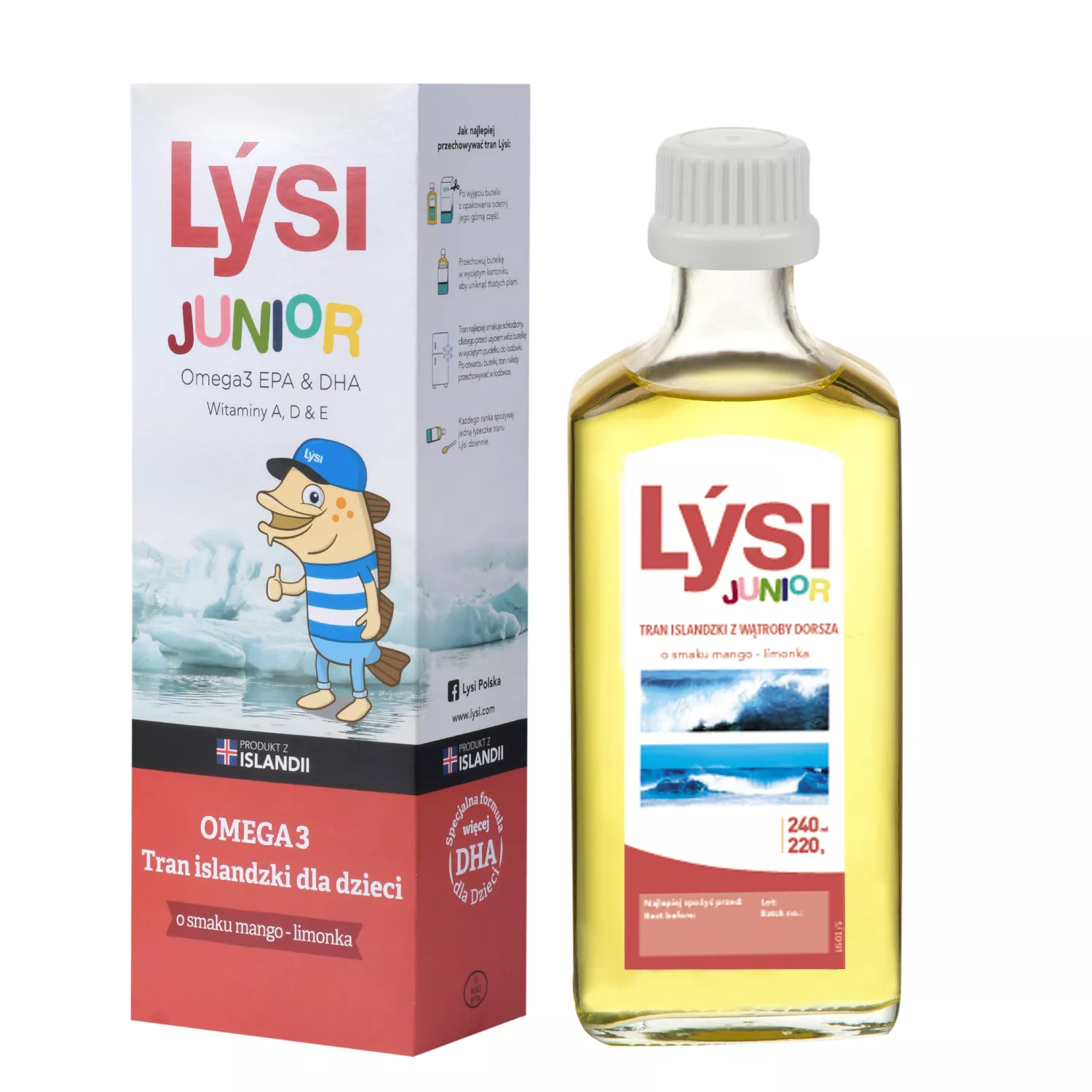 LYSI Tran Islandzki dla dzieci, mango-limonka, 240 ml – opinie, skład i ...