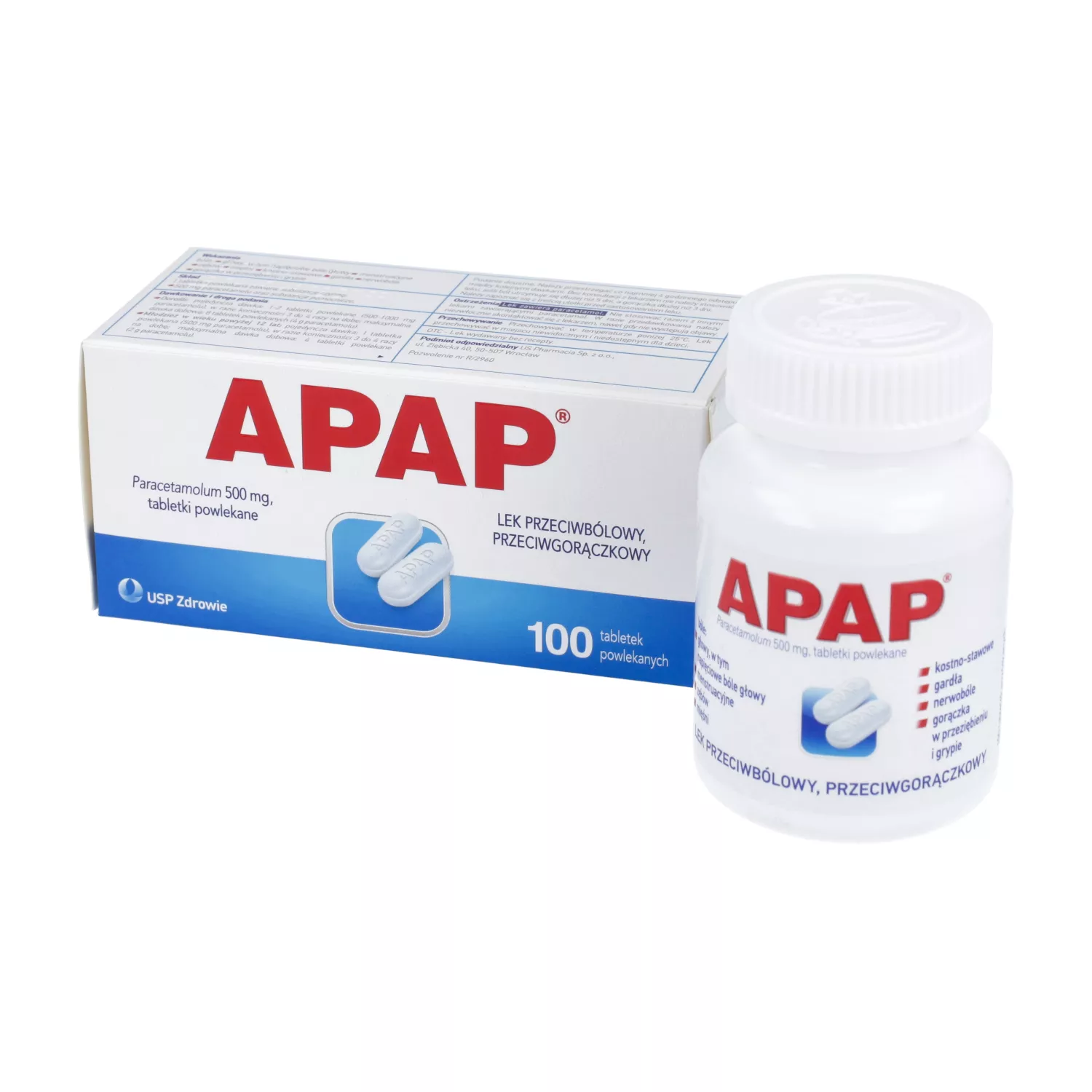 APAP 500 mg, 100 tabletek powlekanych – opinie, skład i cena ️| Apteka ...