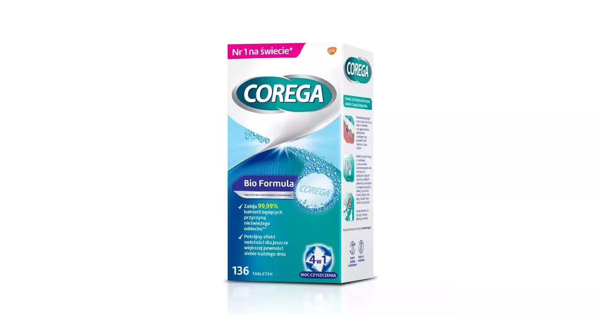 Corega Tabs Bio Formula 4w1 - tabletki do czyszczenia protez zębowych ...