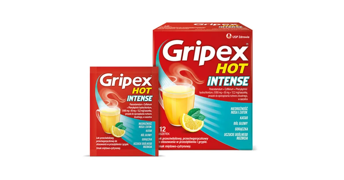 Gripex Hot Intense, 12 saszetek – opinie, skład i cena ️| Apteka Nowa ...