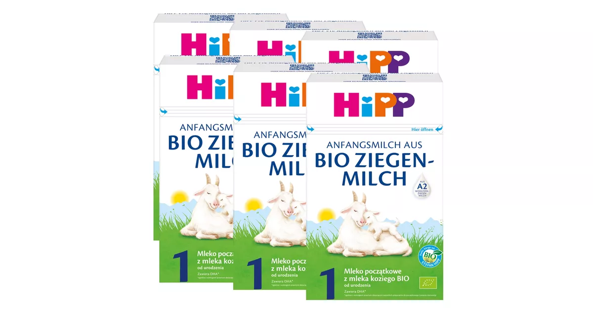 ZESTAW: 6 x HIPP BIO - mleko 1, z mleka koziego, od urodzenia, 400 g ...