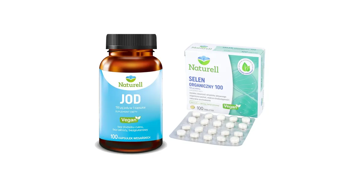 ZESTAW: Naturell Selen Organiczny 100, 100 tabletek + Naturell Jod, 100 ...
