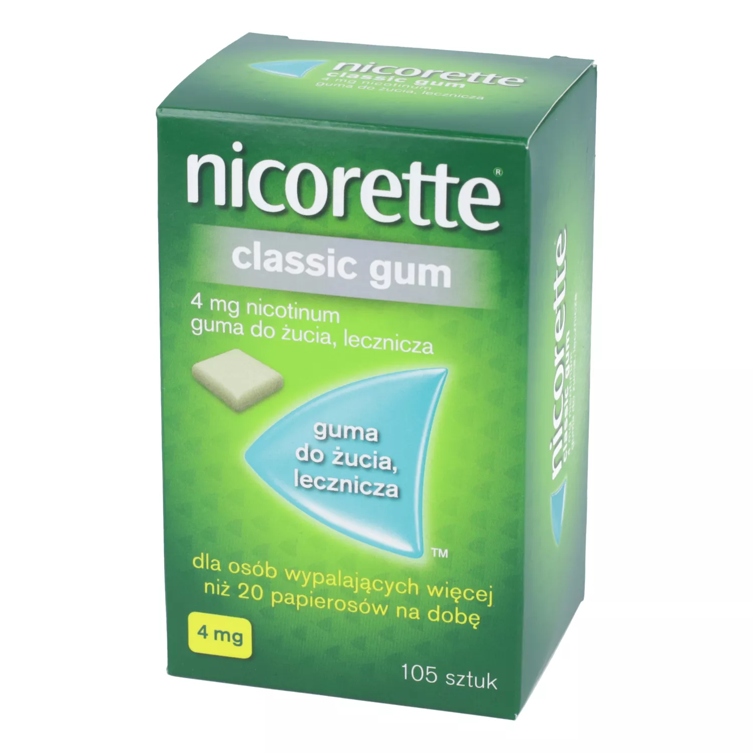 Nicorette Classic Gum 4 mg, guma do żucia, lecznicza, 105 sztuk ...