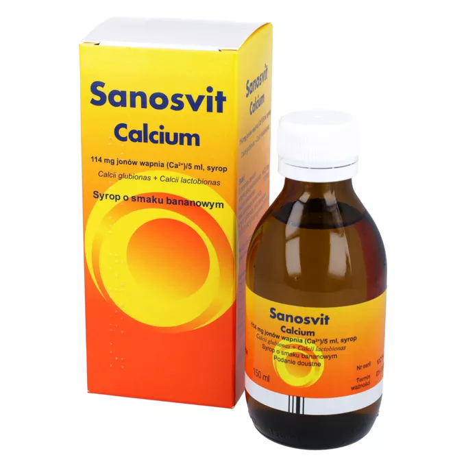Sanosvit Calcium 114 mg / 5 mg, syrop, smak bananowy, 150 ml – opinie ...