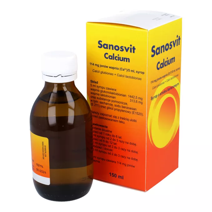 Sanosvit Calcium 114 mg / 5 mg, syrop, smak bananowy, 150 ml – opinie ...