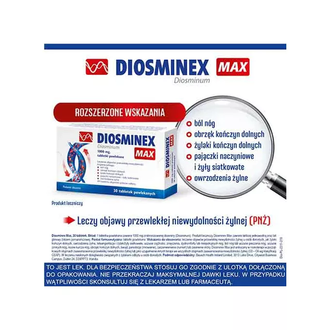 Diosminex Max 1000 mg, 30 tabletek powlekanych – opinie, skład i cena ️ ...