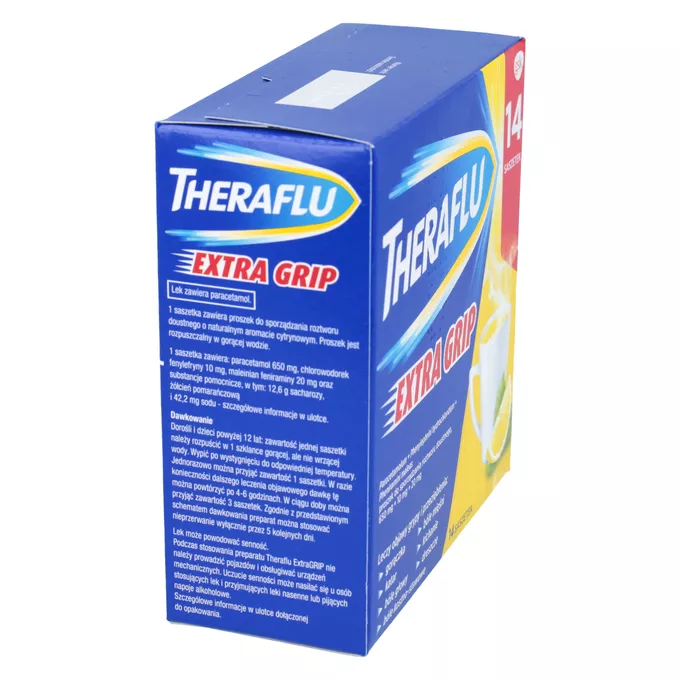 Theraflu Extra Grip 650 mg + 20 mg, 14 saszetek – opinie, skład i cena ...