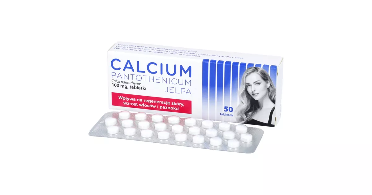Calcium Pantothenicum Jelfa 100 mg, 50 tabletek – opinie, skład i cena ...