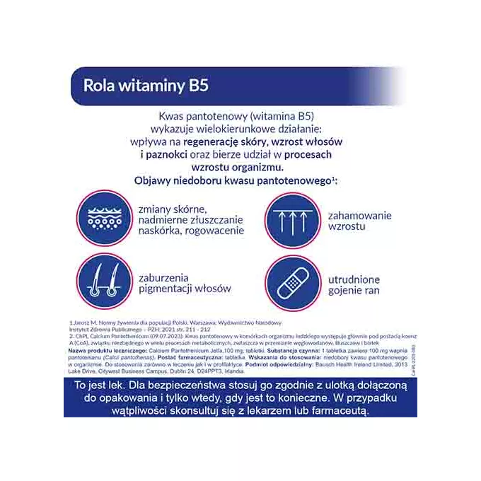 Calcium Pantothenicum Jelfa 100 mg, 50 tabletek – opinie, skład i cena ...