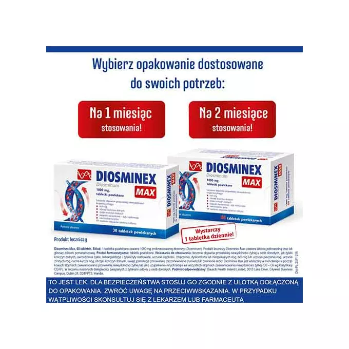 Diosminex Max 1000 mg, 60 tabletek powlekanych – opinie, skład i cena ️ ...