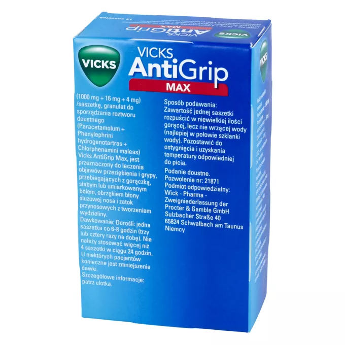 Vicks AntiGrip (1000 mg + 16 mg + 4 mg)/saszetkę, aromat pomarańczowy ...