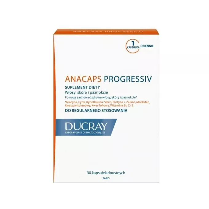 DUCRAY ANACAPS PROGRESSIV - włosy, skóra i paznokcie, 30 kapsułek ...