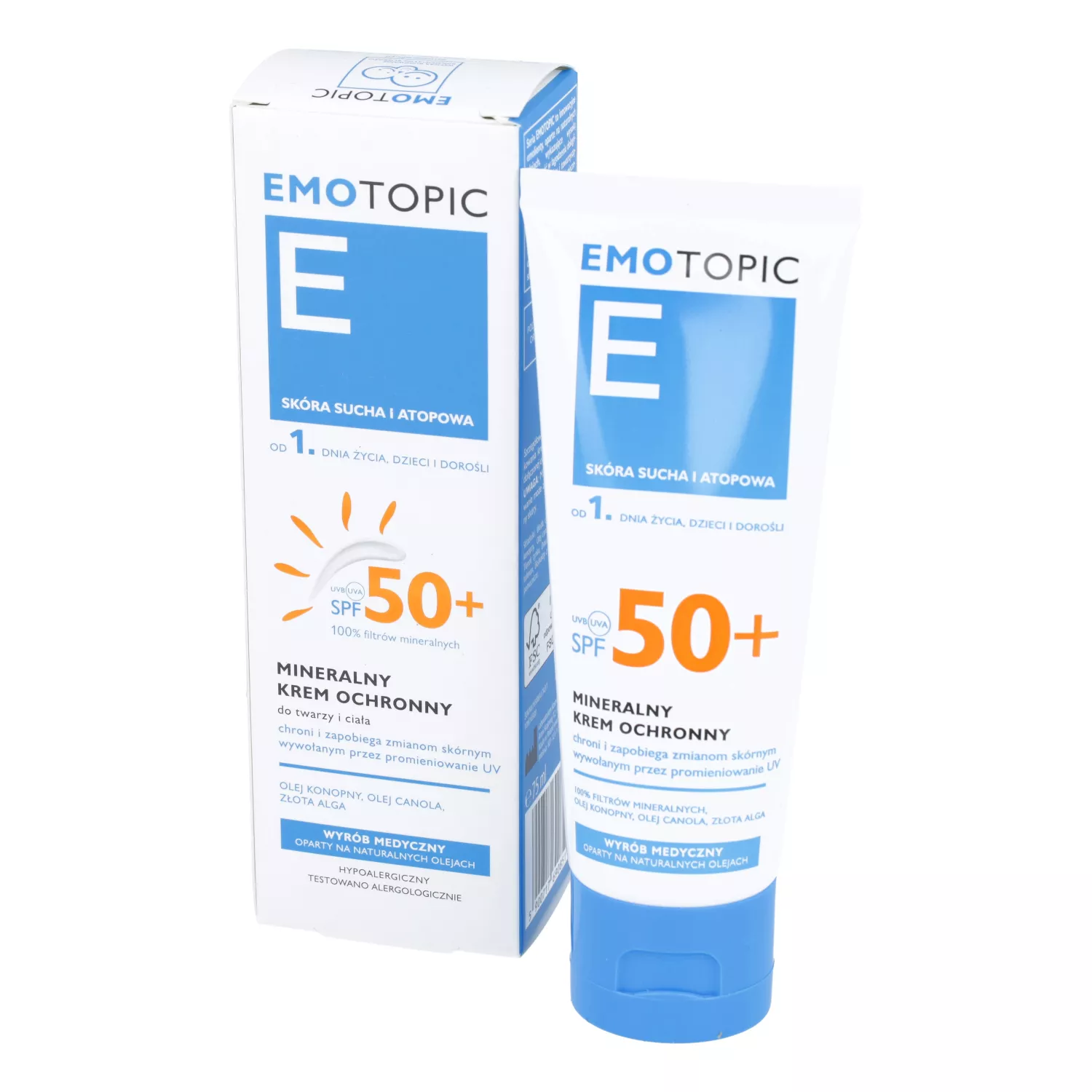 EMOTOPIC - mineralny krem ochronny do twarzy i ciała SPF50+, 75 ml ...