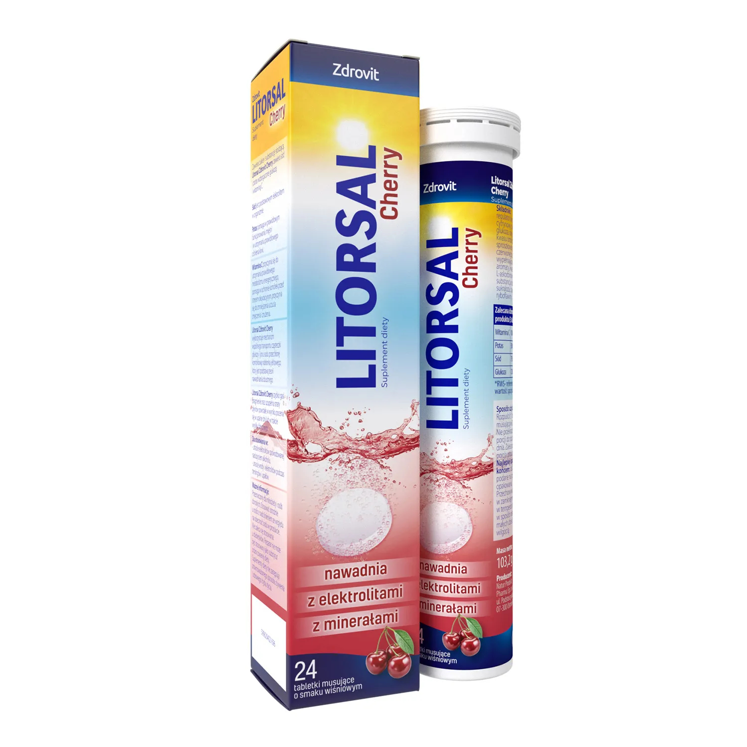 Zdrovit - Litorsal Cherry, suplement diety z elektrolitami, 24 tabletki ...